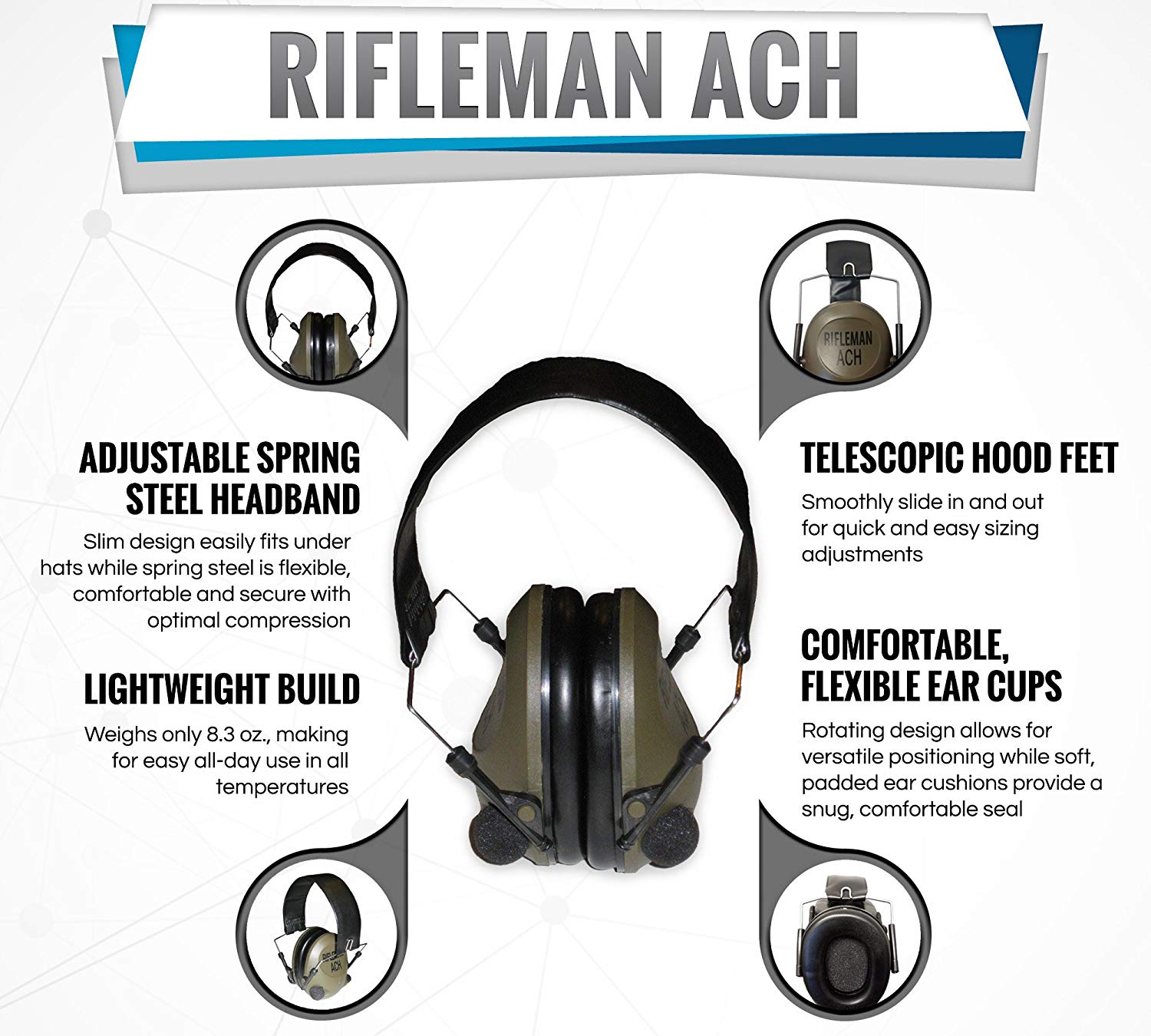 BenchMaster Rifleman ACH Shooting Ear Protection BenchMaster Rifleman ...